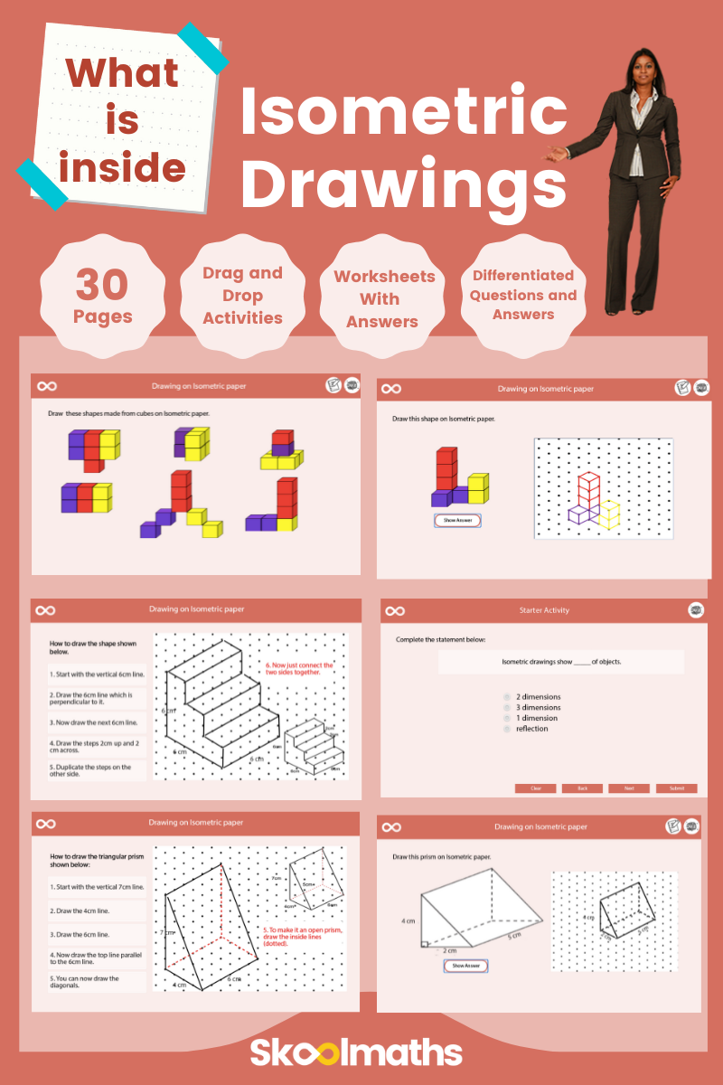 Isometric Drawings Digital Lesson with Printable Worksheet | Teaching ...