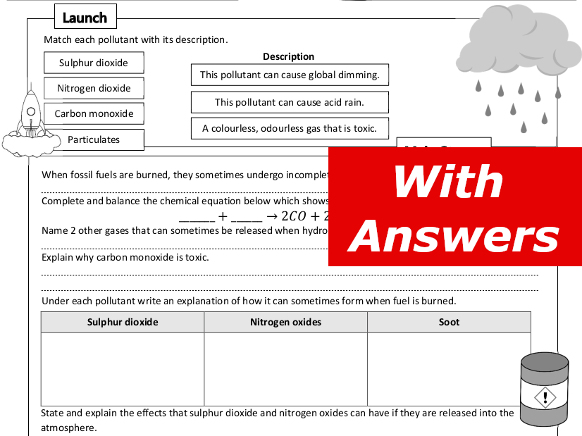 Air Pollution Home Learning Worksheet GCSE | Teaching Resources