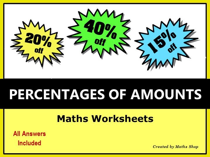 Percentages of Amounts | Teaching Resources