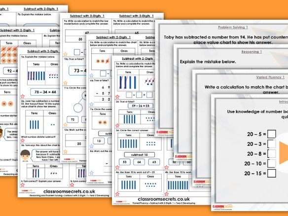 Year 2 Subtract With 2 Digits 1 Autumn Block 2 Step 13 Maths Lesson Pack Teaching Resources