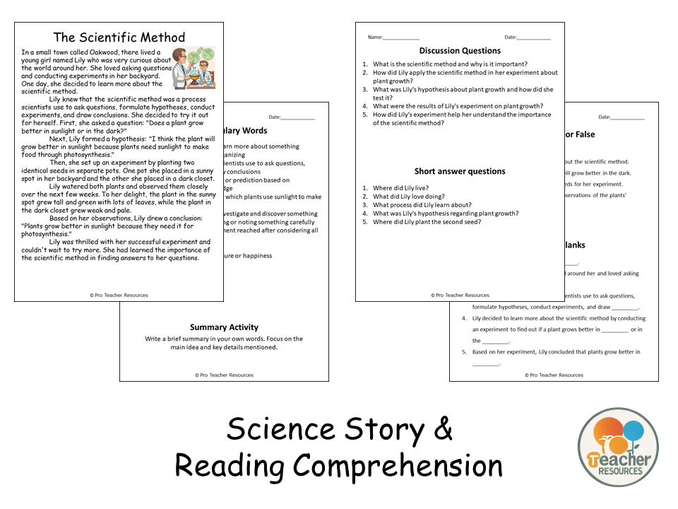 Scientific Method Reading Comprehension Worksheet Kindergarten Reading