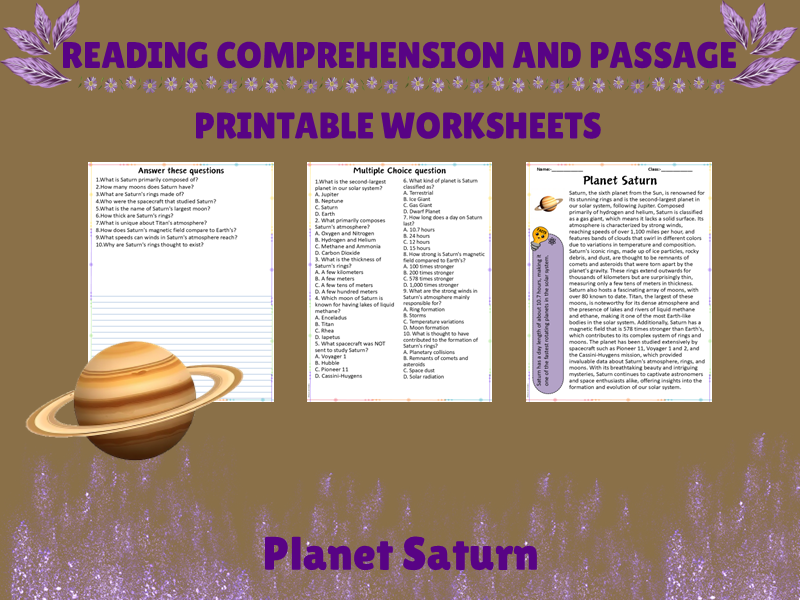 Explore Planet Saturn: Engaging Reading Passage with Thought-Provoking ...
