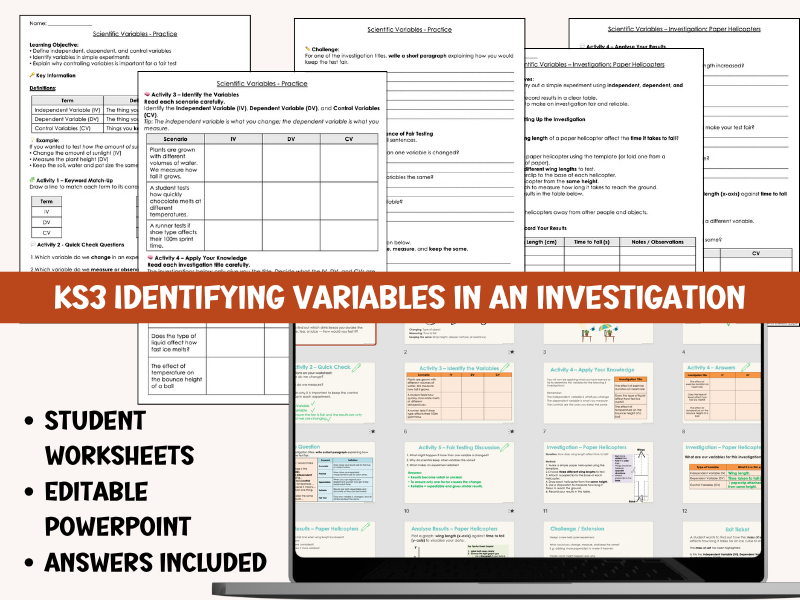 KS3 Science Skills Variables Lesson + Worksheets | Teaching Resources