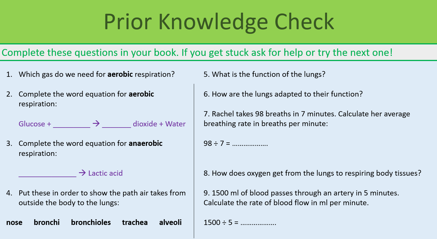Oxygen Debt Lesson GCSE Biology | Teaching Resources