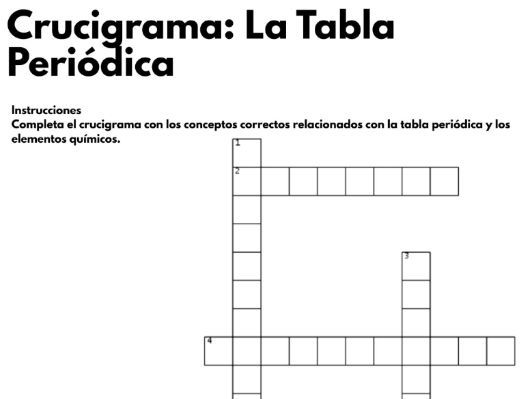 Crucigrama de la tabla periódica | Teaching Resources