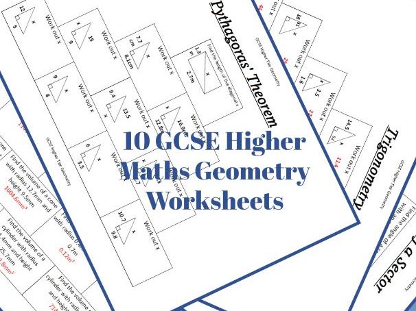 10 GCSE Higher Tier Maths Geometry Practice Pyramids Worksheets ...