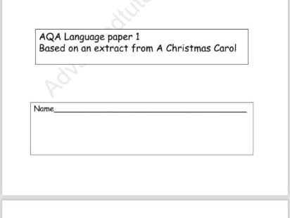 AQA style English language paper 1 | Teaching Resources