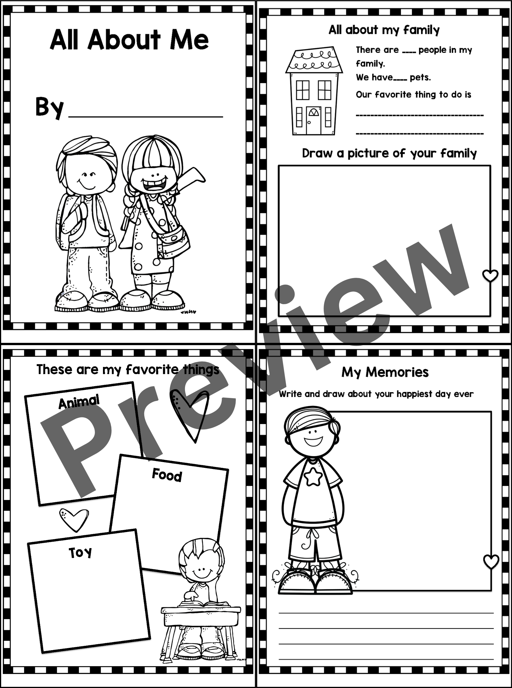 PRINTABLE All About Me Worksheet | Printable Activity For Kids | First ...