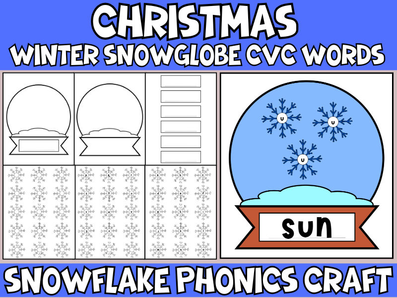 Christmas & Winter Phonics Snow globe Craft | Snowflakes Build & Read ...