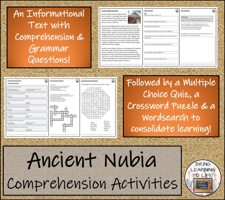 Ancient Nubia Reading Comprehension Activities | Year 3 or Year 4 ...