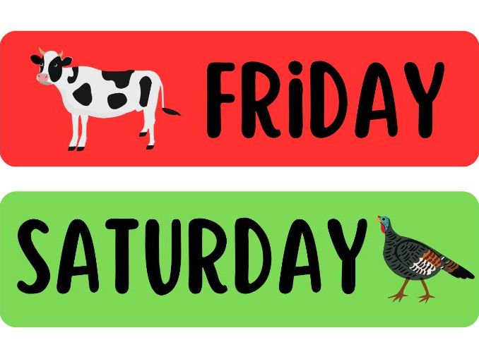 Farm / Rural Themed Day of the Week, Months of the Year display ...