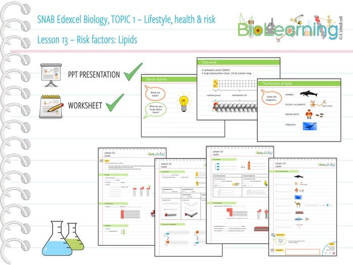 SNAB Biology Topic 1 - Lesson 13 (Risk factors: Lipids) – WS and PPT ...