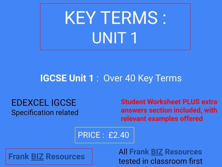KEY TERMS IGCSE BUSINESS | Teaching Resources