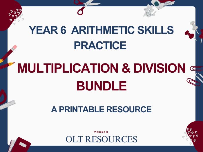Year 6 Maths Arithmetic One-Page Skills Practice - Four Operations ...