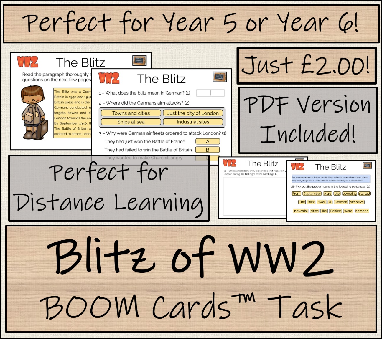 The Blitz of World War 2 - UKS2 BOOM Cards™ Comprehension Activity ...