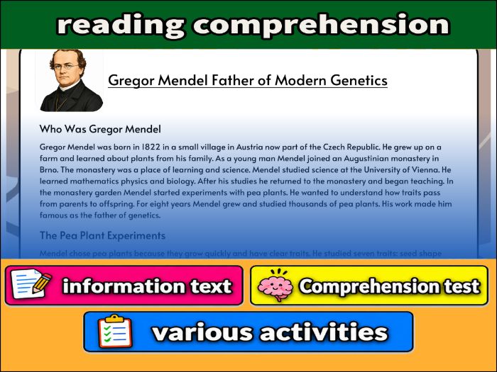 Gregor Mendel Father of Modern Genetics- Reading Comprehension ...