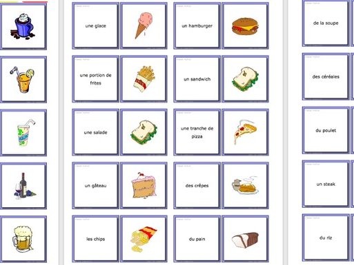 Food and drink flashcards - 30 words and 30 pictures to laminate ...