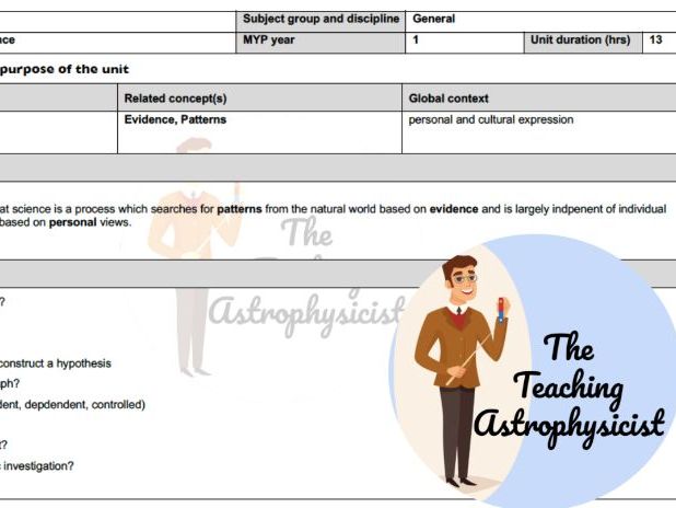 IB MYP - Nature of Science - introductory unit plan | Teaching Resources
