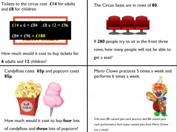 Y3/4 Multiplication Word Problems - Circus Theme | Teaching Resources