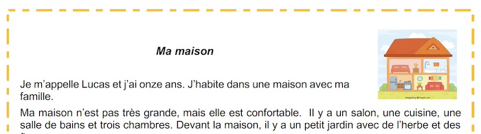 French year 7 or 8 (grade 6 or 7): ma maison (vocabulary, grammar ...
