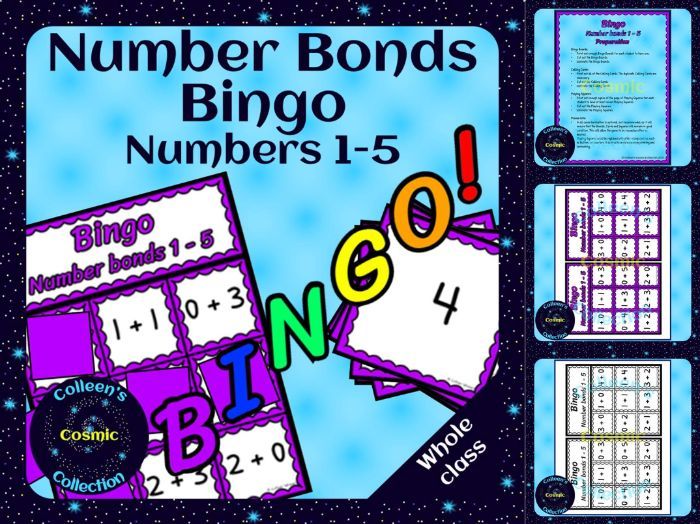 Number Bonds Bingo for numbers 1-5 for Your Whole Class | Teaching ...