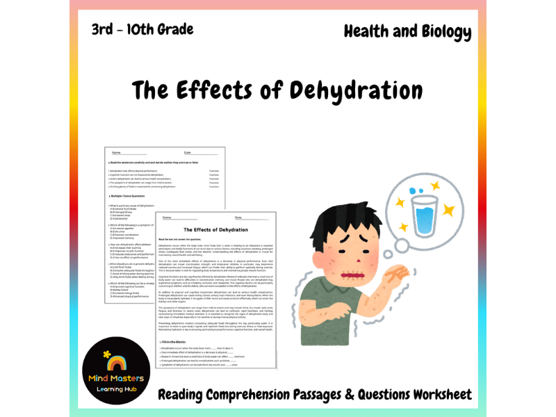 The Effects of Dehydration Reading Comprehension Passages & Questions ...