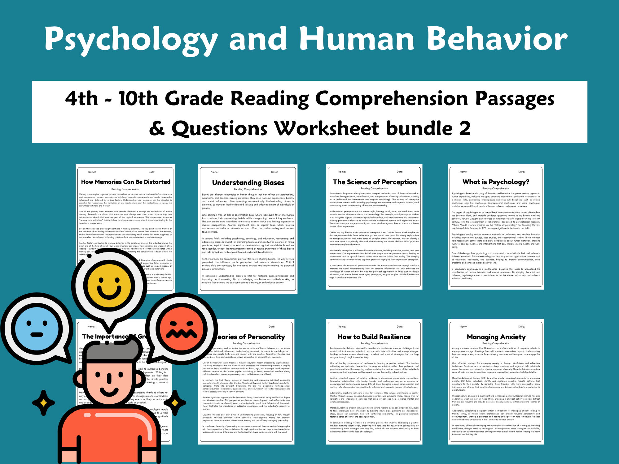 Psychology and Human Behavior : Reading Comprehension Passages ...