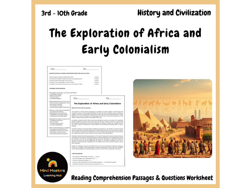 The Exploration of Africa and Early Colonialism Reading Comprehension ...