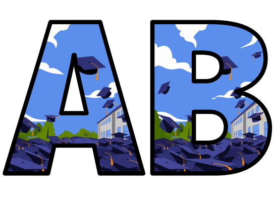Graduation Hats Throw Completed Lettering Set Display Title Letters ...