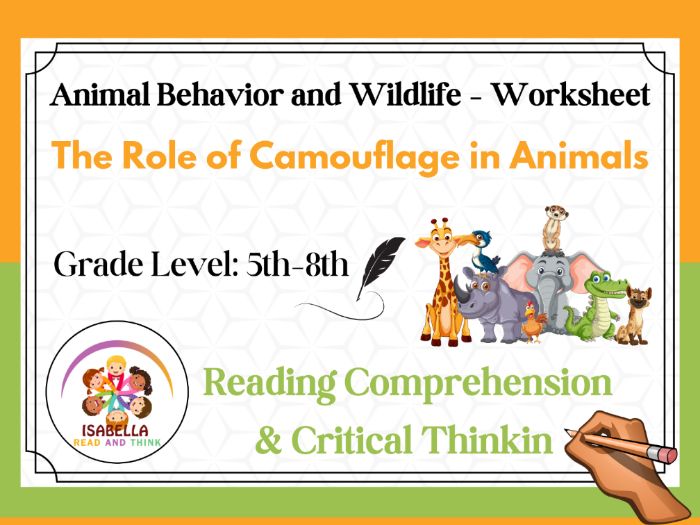 The Role of Camouflage in Animals: Reading Comprehension Passages ...