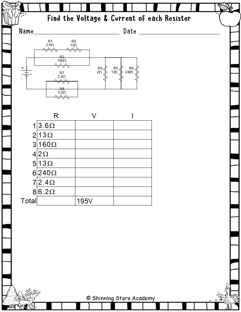 Ohm’s Law – 6 or More Resistors (Series/Parallel) (Find Voltage (V) and ...