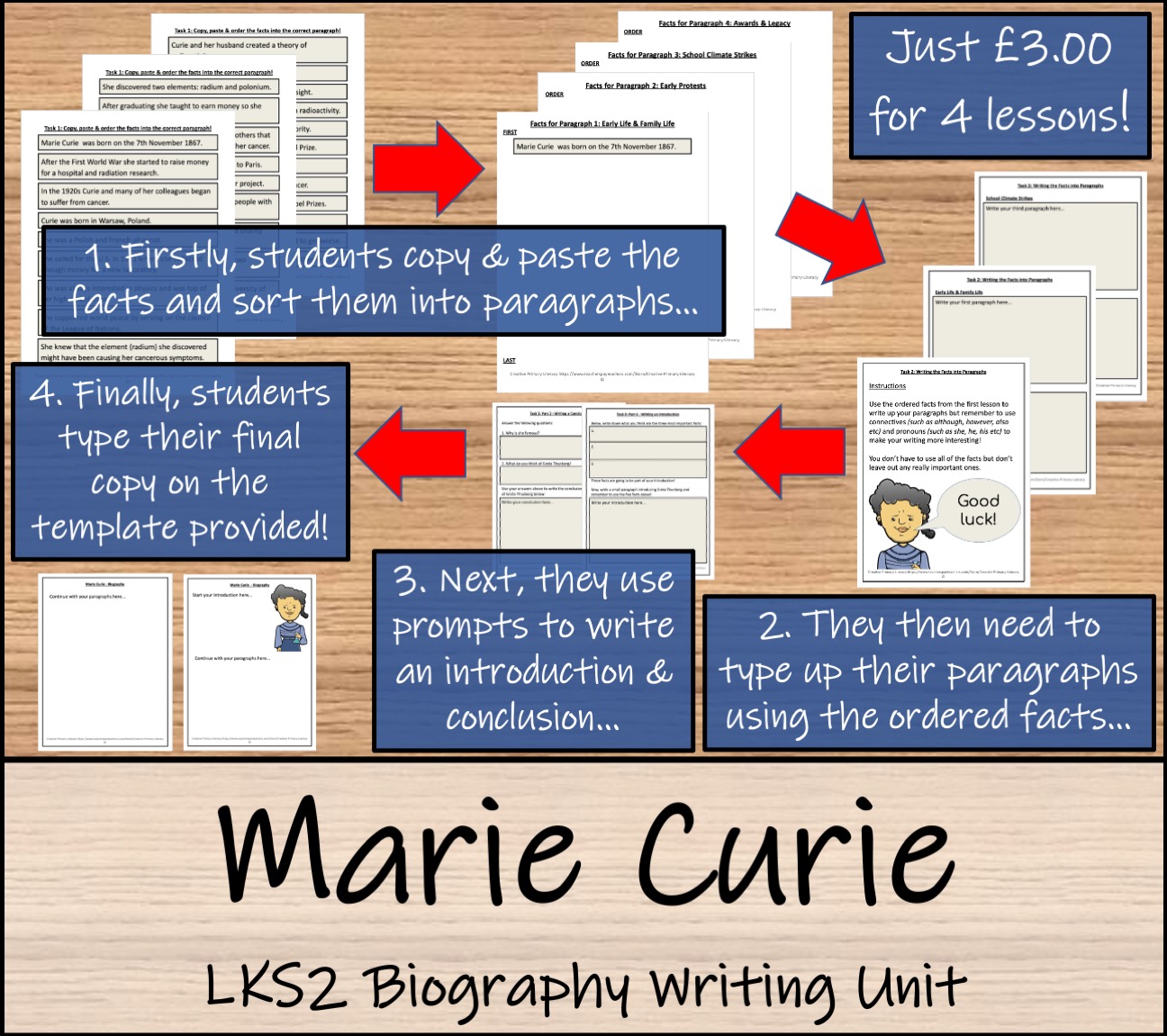 LKS2 Marie Curie Biography Writing Unit | Digital & Print | Teaching ...