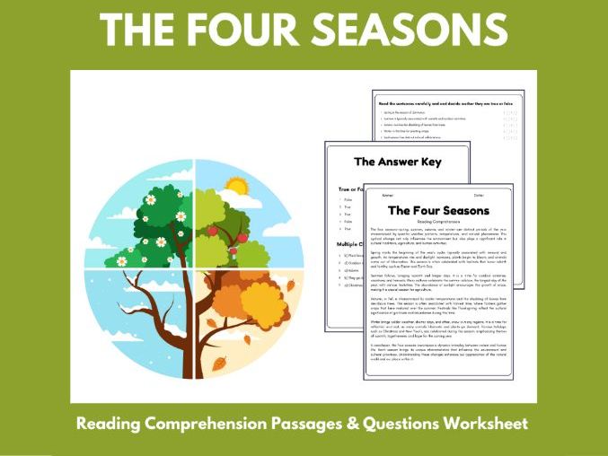 The Four Seasons: Reading Comprehension Passages & Questions Worksheets ...