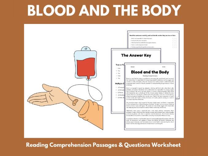 Blood and the Body: Reading Comprehension Passages & Questions ...