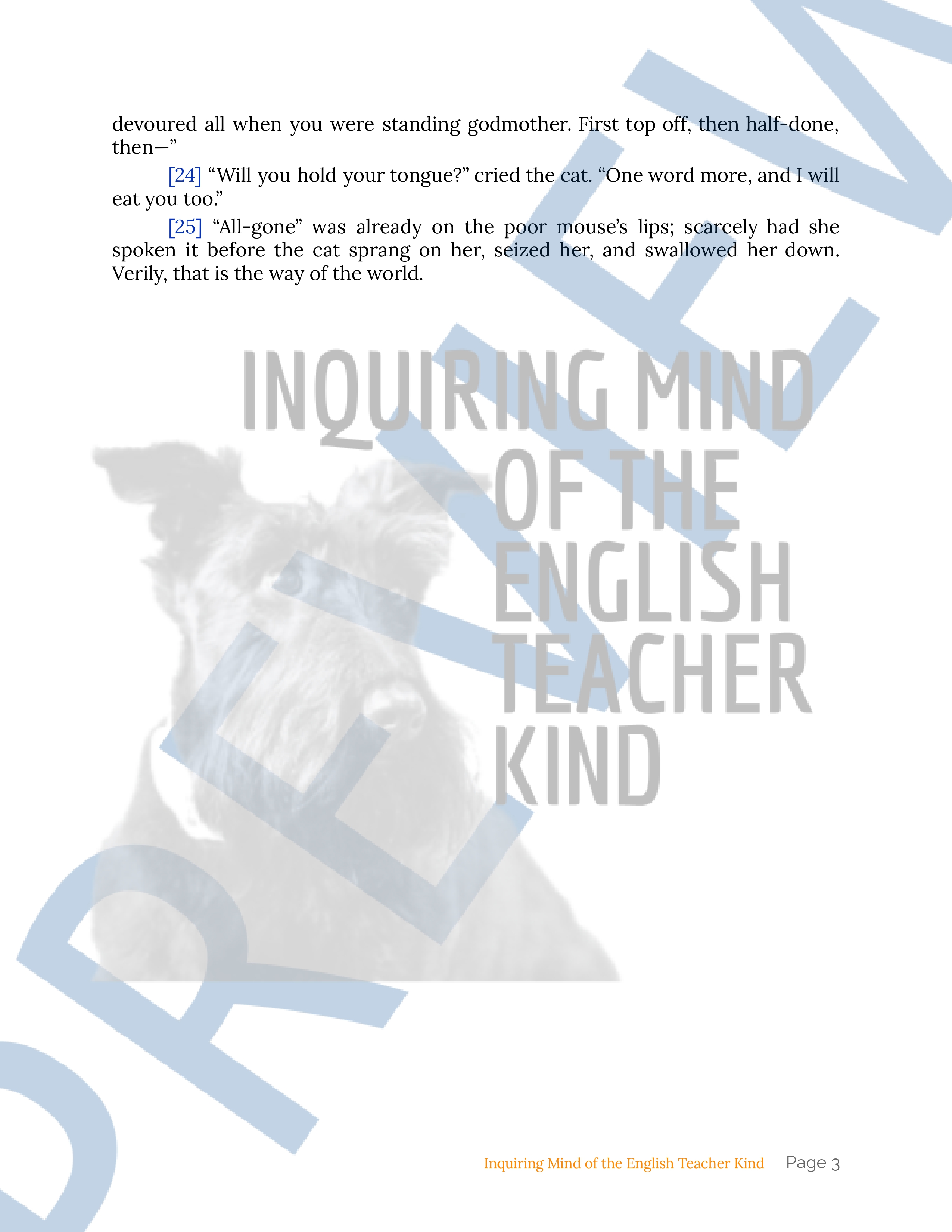 "Cat and Mouse in Partnership" Quiz and Answer Key | Brothers Grimm ...