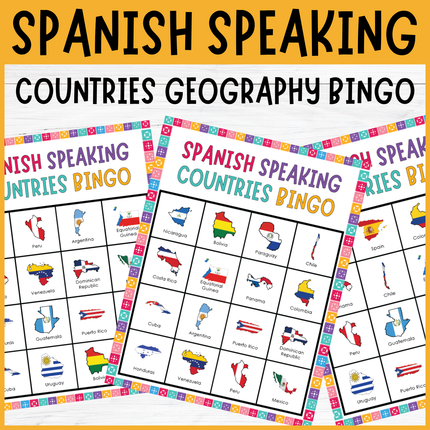 Spanish Speaking Countries Geography Bingo Game Hispanic Heritage Month ...