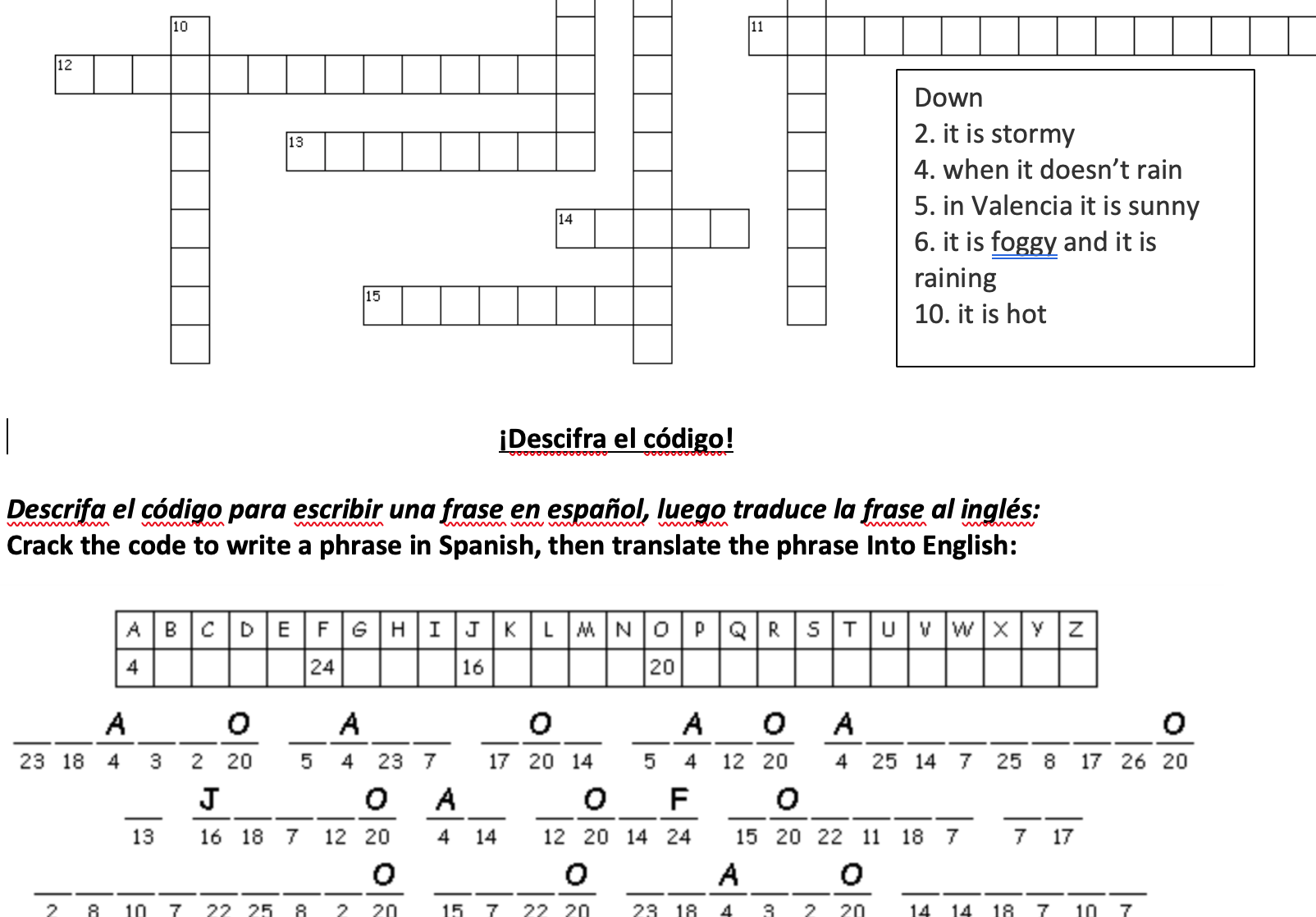Claro 1 p58/5, 3.4 ¡Brrr hace frío! | Teaching Resources