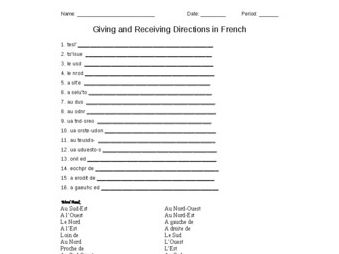 Giving and Receiving Directions in French Word Scramble | Teaching ...