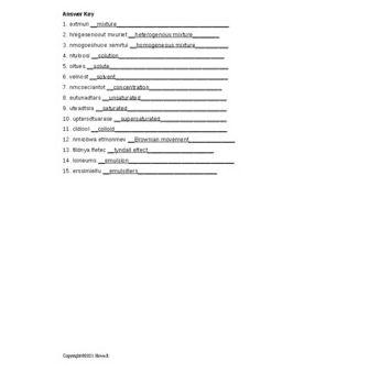 Scientific Principles, Solutions and Emulsions Word Scramble | Teaching ...