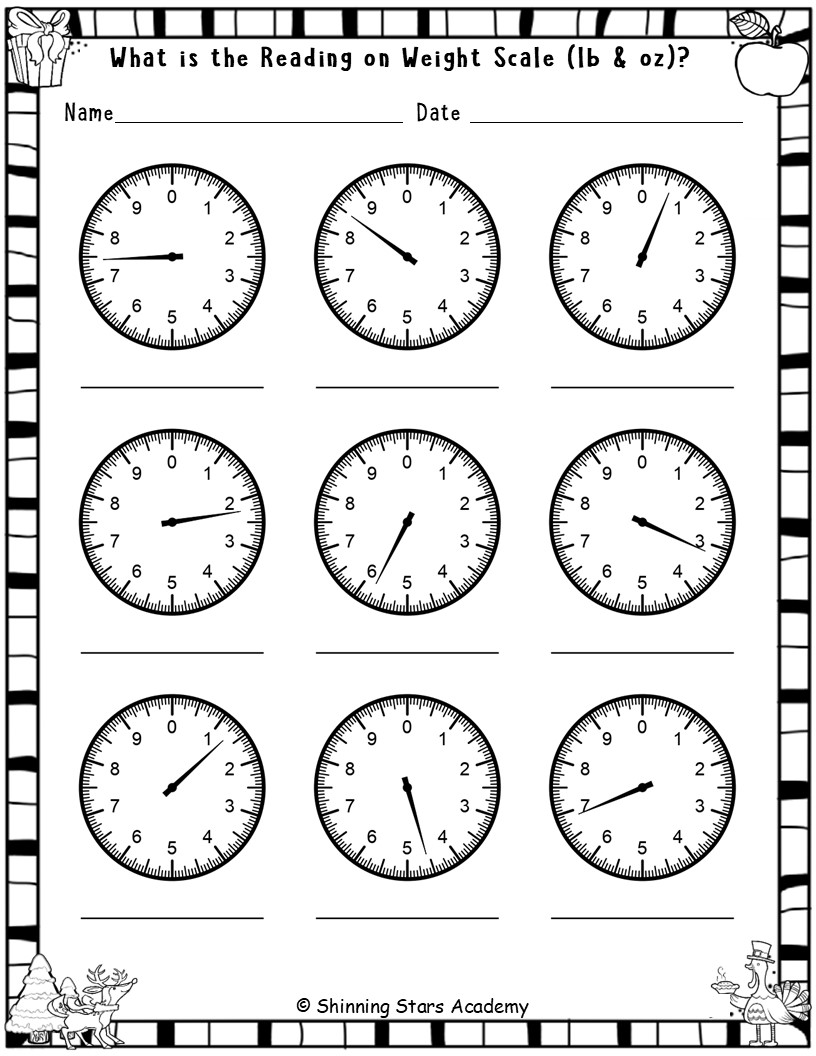 Reading a Scale in Pounds and Ounces (lb & oz) Worksheets | Weight ...