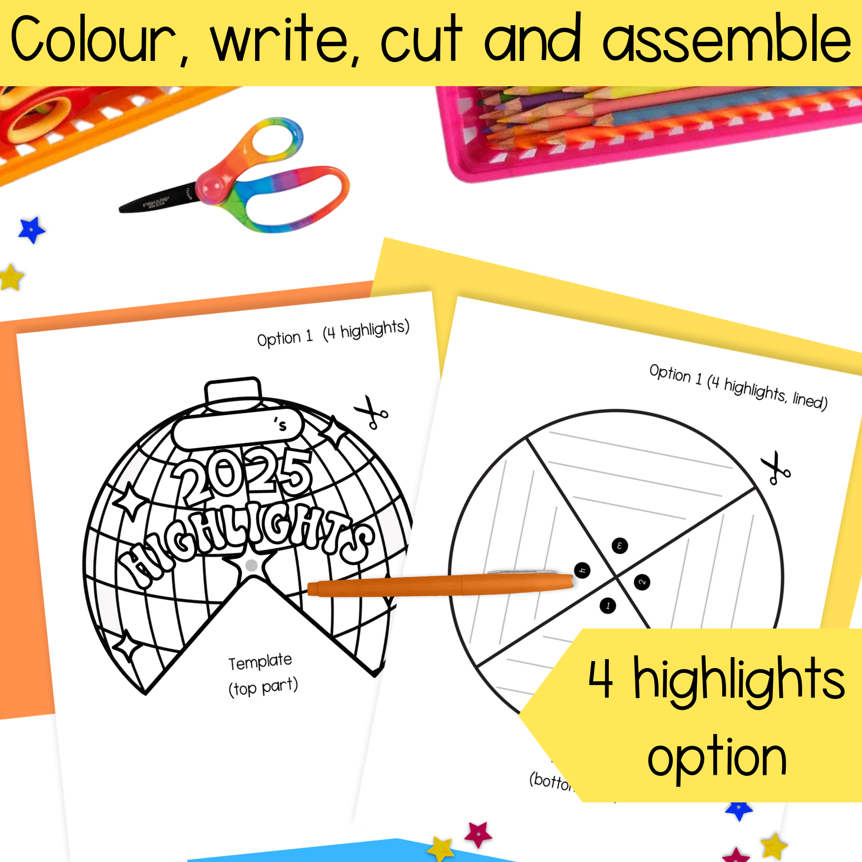 My year highlights disco ball spinner writing craft for end of year ...
