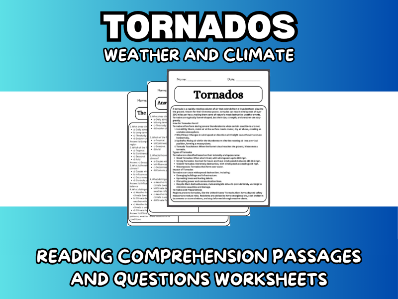 Tornados - Weather and Climate Reading Comprehension Passages ...