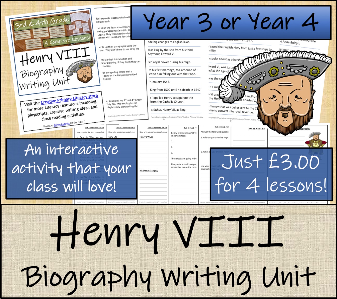 LKS2 History - Henry VIII Biography Writing Activity | Teaching Resources