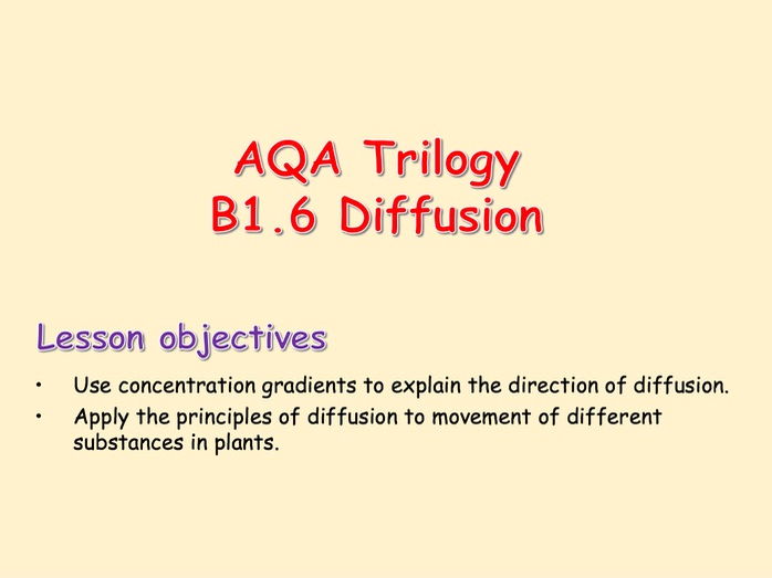 AQA Trilogy B1.6 Diffusion | Teaching Resources