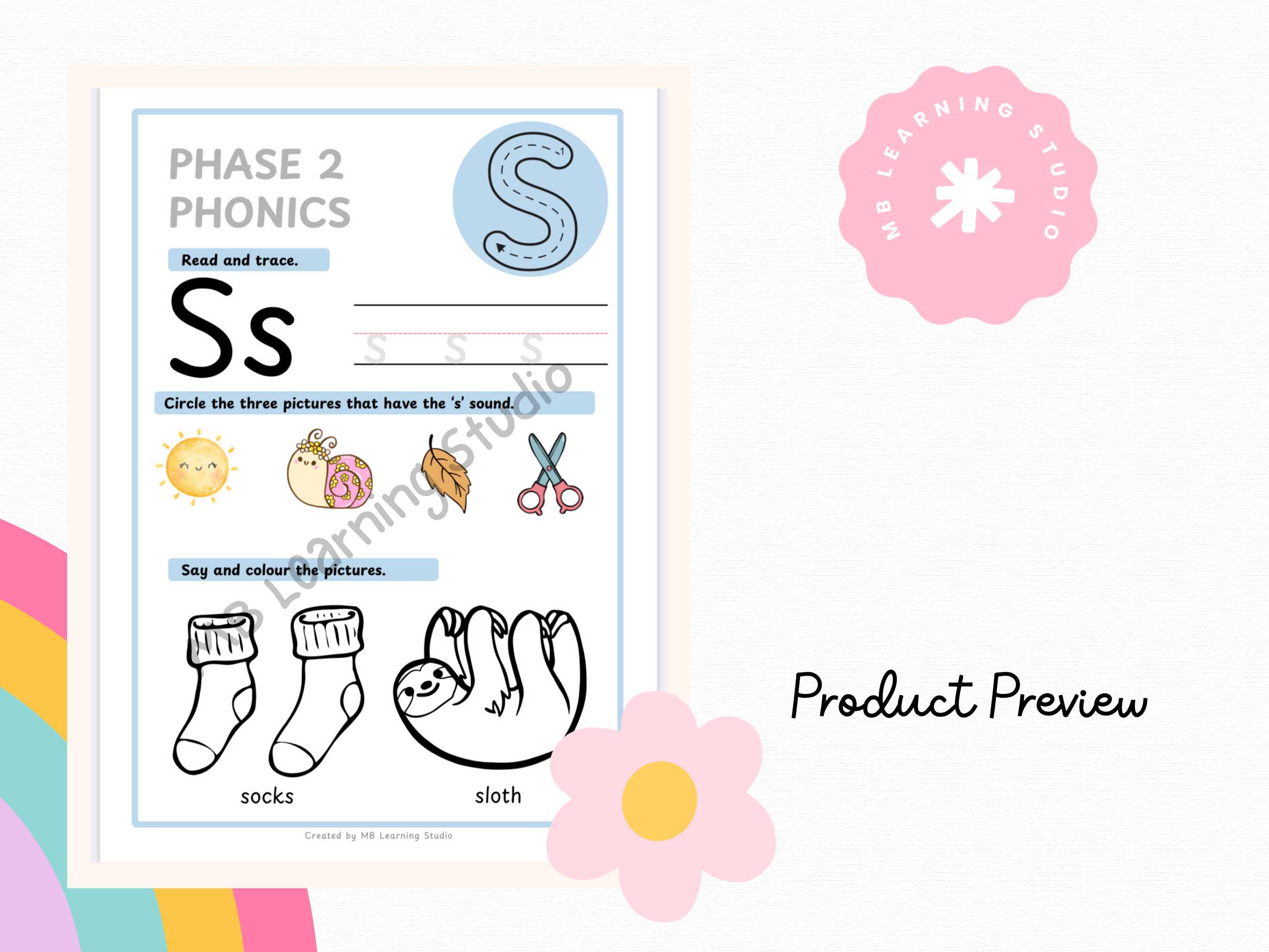 Phonics Letter Practice Worksheets – Initial Sounds s, a, t, p, i, n ...