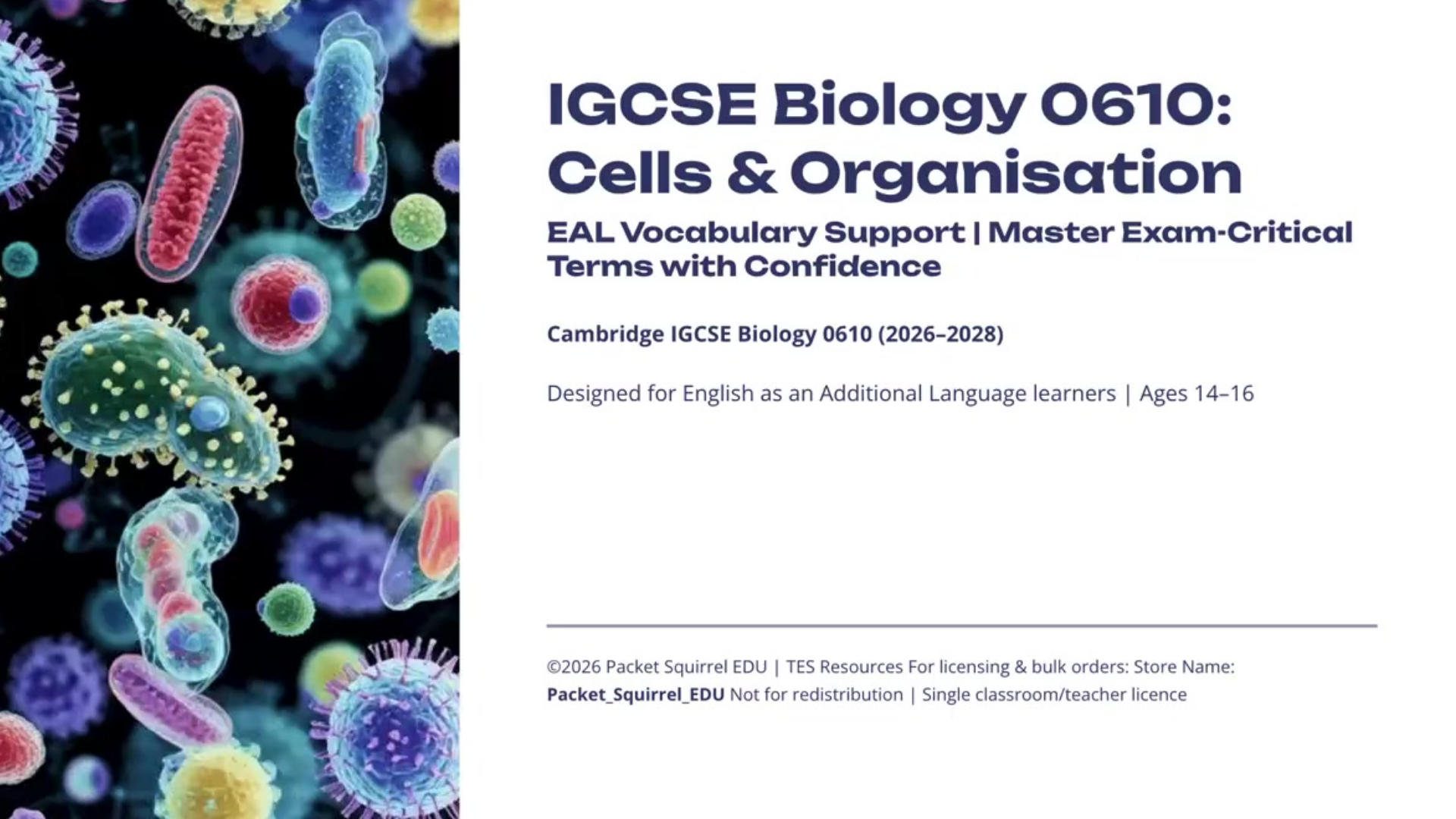 IGCSE Biology 0610 Cells & Organisation | Teaching Resources