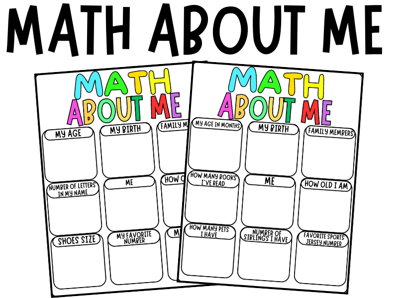 Back to School All About Me Math Activities, Getting to Know You ...