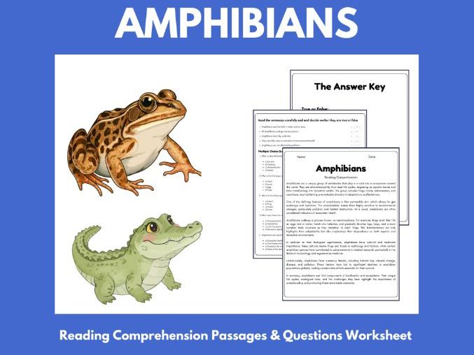 Amphibians: Reading Comprehension Passages & Questions Worksheets ...