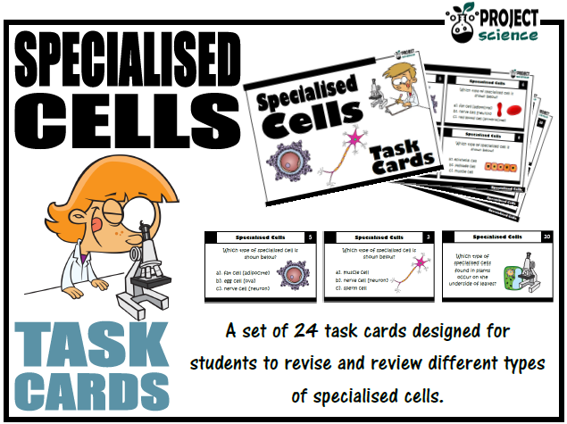 Specialised Cells Task Cards | Teaching Resources