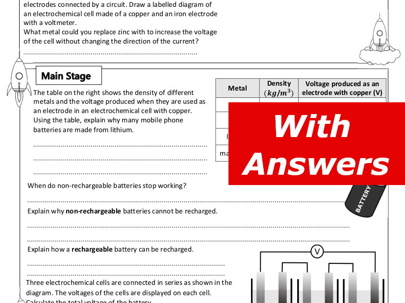 Cells and Batteries Home Learning Worksheet GCSE | Teaching Resources